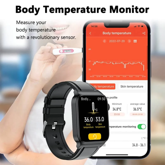 Blood Glucose Smart Watch ECG+PPG Heart Rate Blood Pressure Health Wat ...